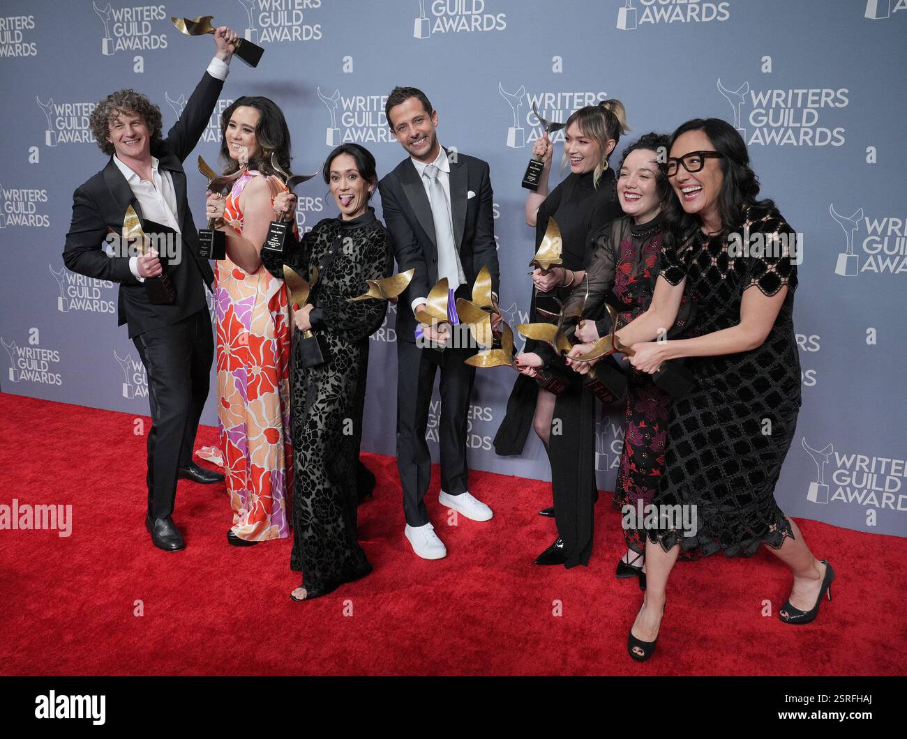 Los Angeles, USA. 15th Feb, 2025. (L-R) Matt Lambert, Maegan Houang, Rachel Kondo, Justin Marks ...