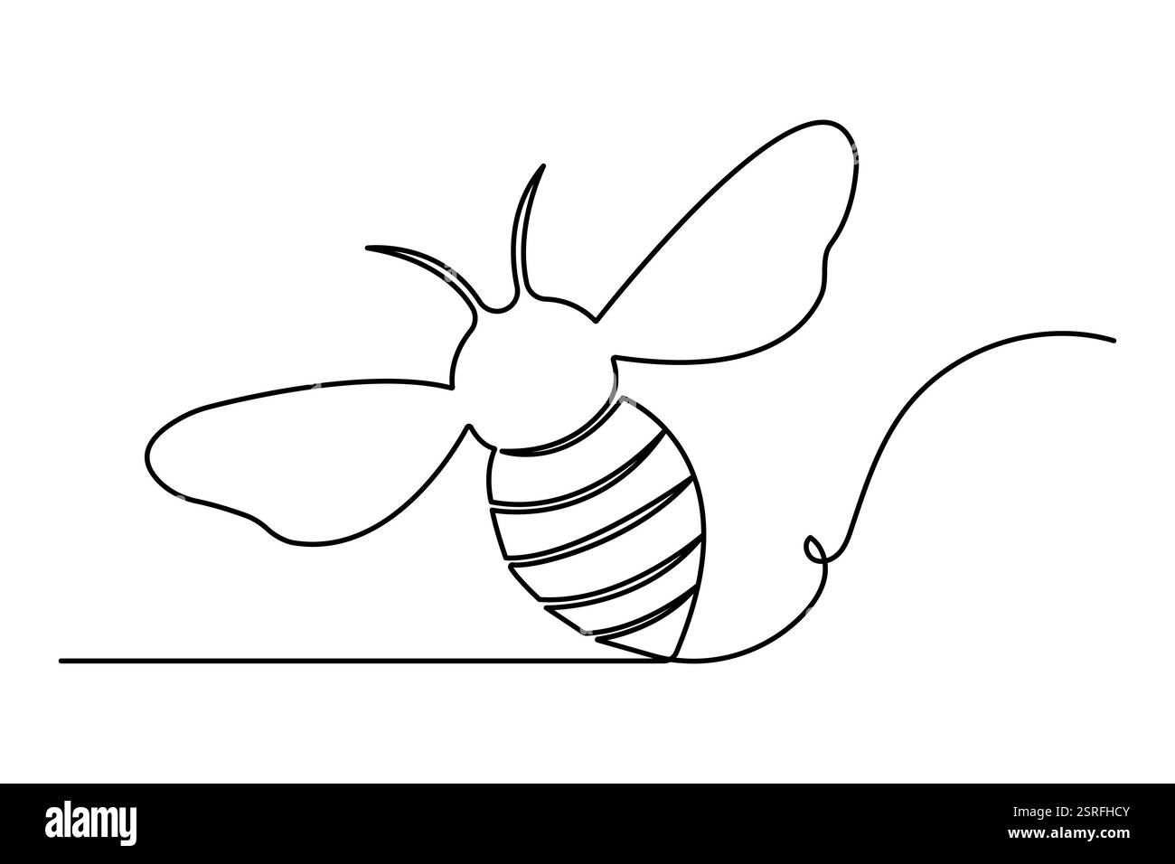 Bee continuous one line drawing and minimalist outline vector icon ...