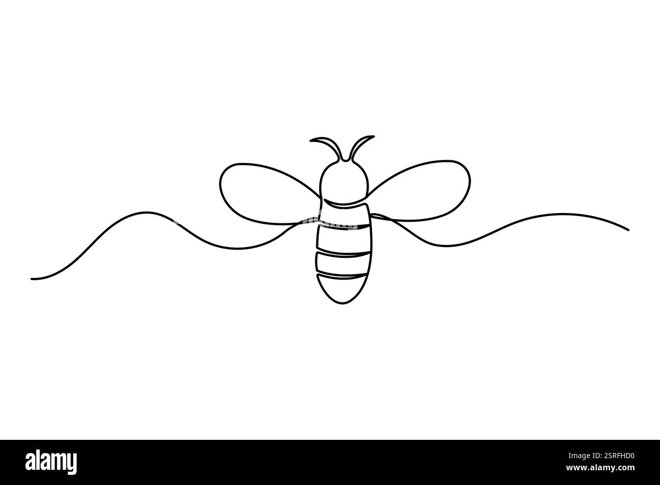 Bee continuous one line drawing and minimalist outline vector icon ...