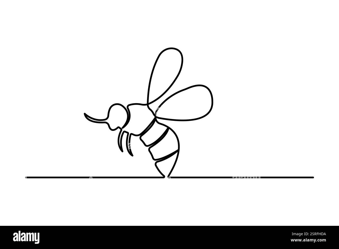Bee continuous one line drawing and minimalist outline vector icon ...