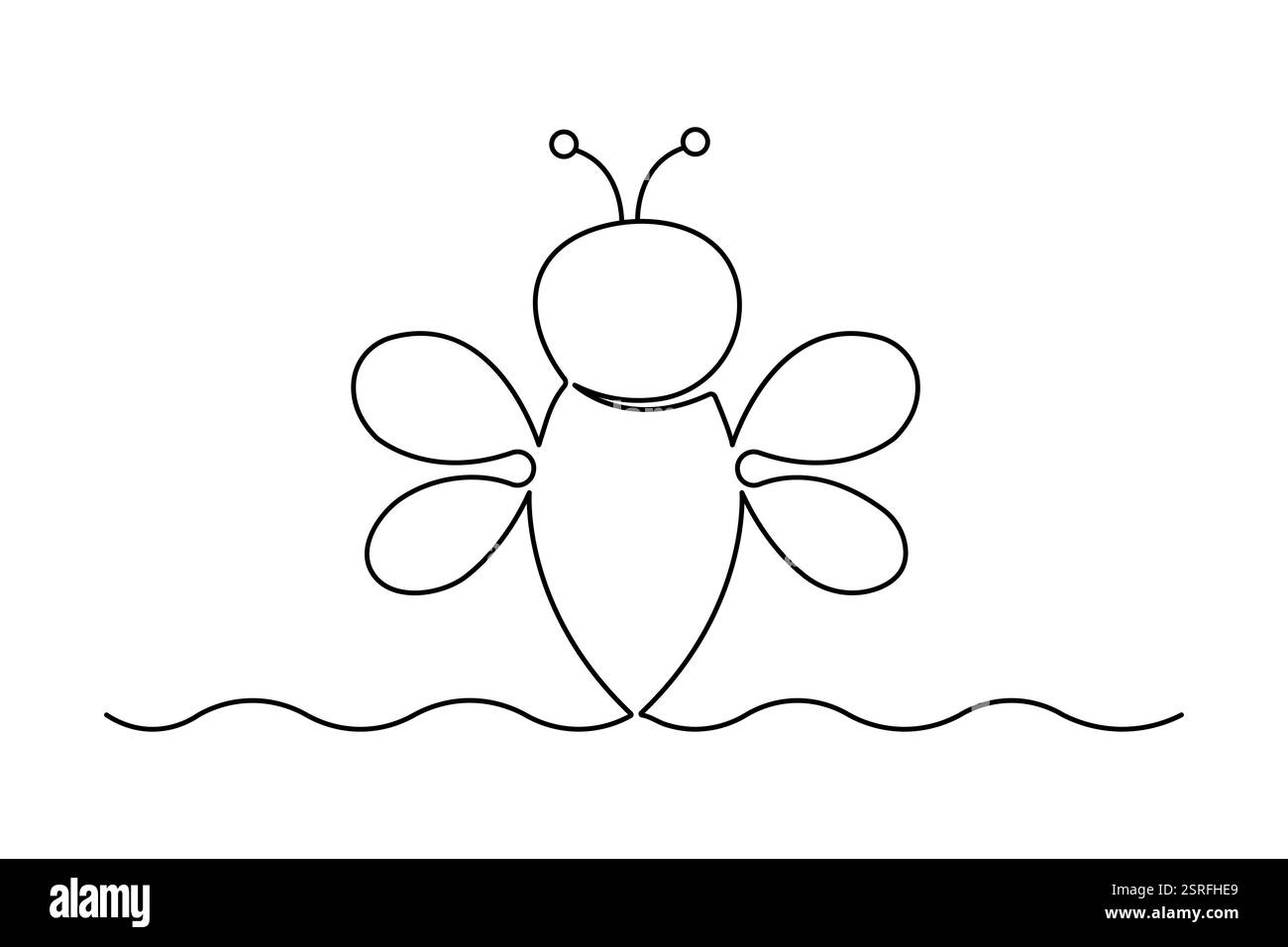 Bee continuous one line drawing and minimalist outline vector icon ...