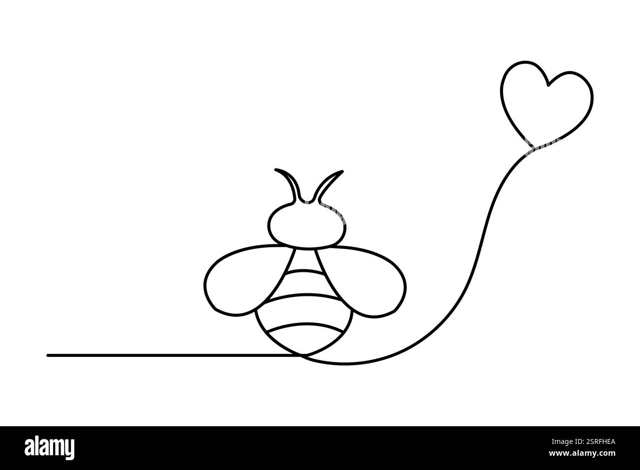 Bee continuous one line drawing and minimalist outline vector icon ...