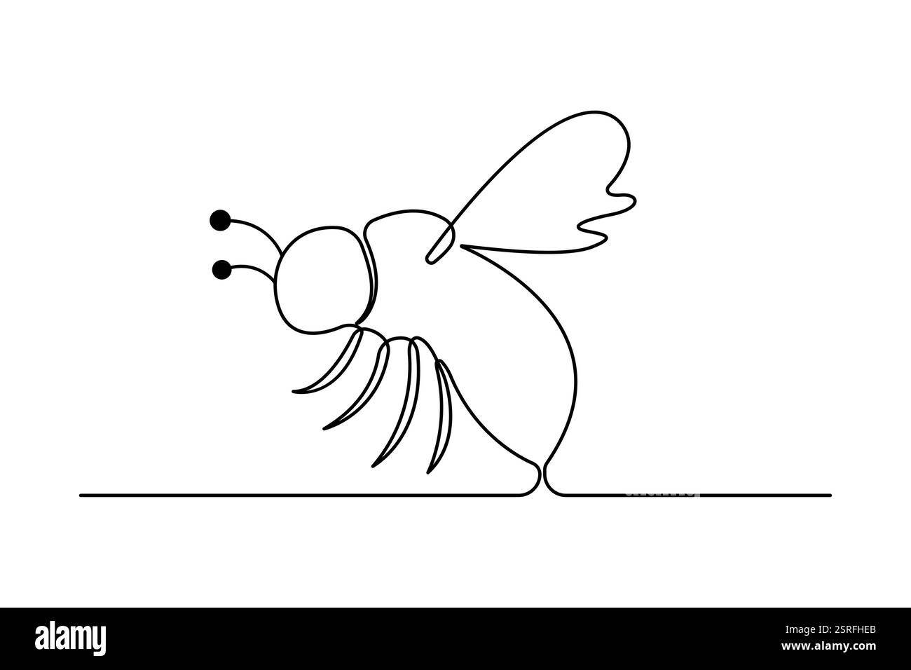 Bee continuous one line drawing and minimalist outline vector icon ...