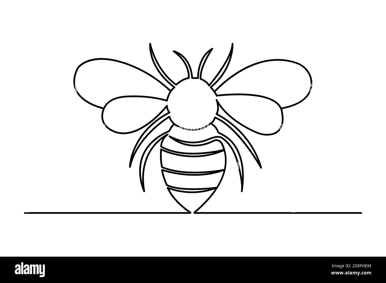 Bee continuous one line drawing and minimalist outline vector icon ...