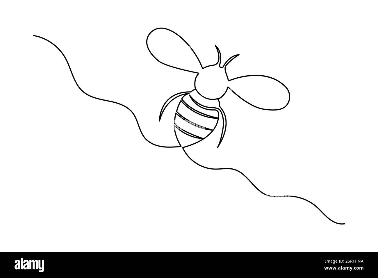 Bee continuous one line drawing and minimalist outline vector icon ...