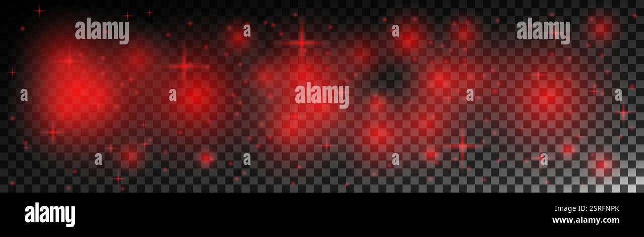 Red Glowing Sparkles and Light Spots on Transparent Background Stock ...