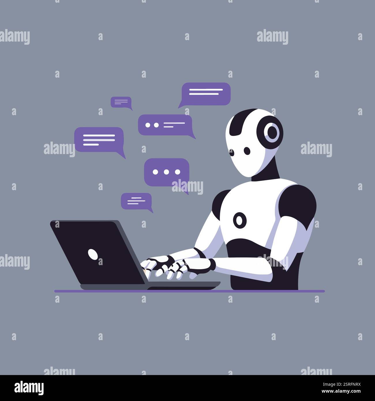 AI Chatbot Robot Typing on Laptop – Futuristic Artificial Intelligence ...