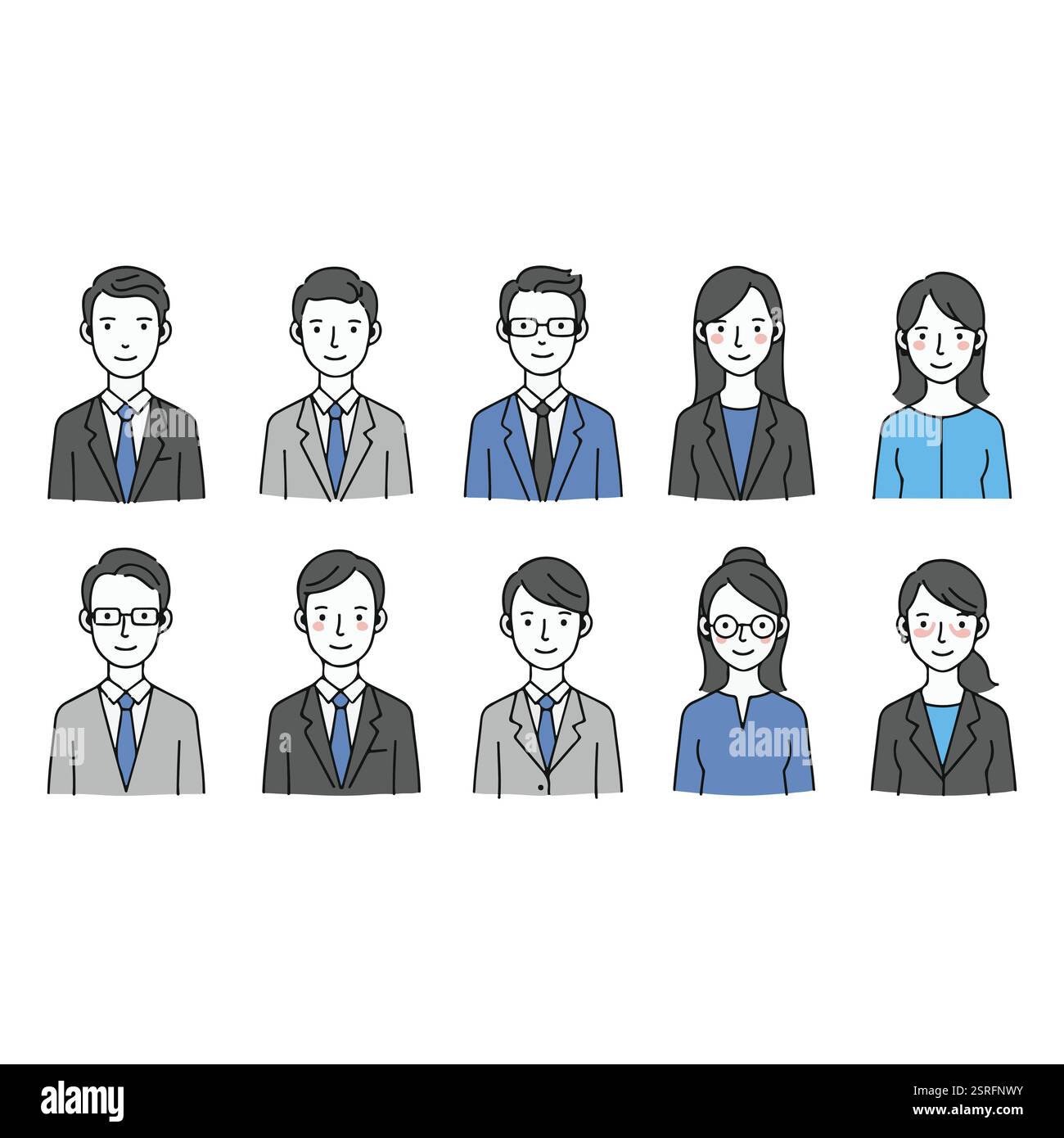 Business Team Avatar Set – Professional Male and Female Characters in ...