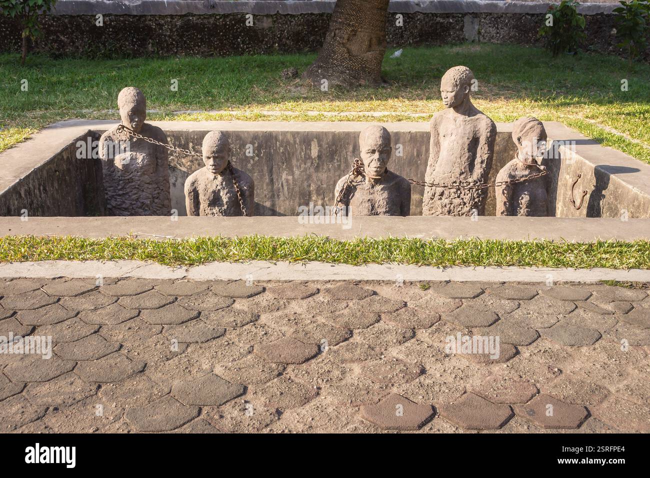 Stone Town, Zanzibar: Memorial of african slave market. Sculptures of ...