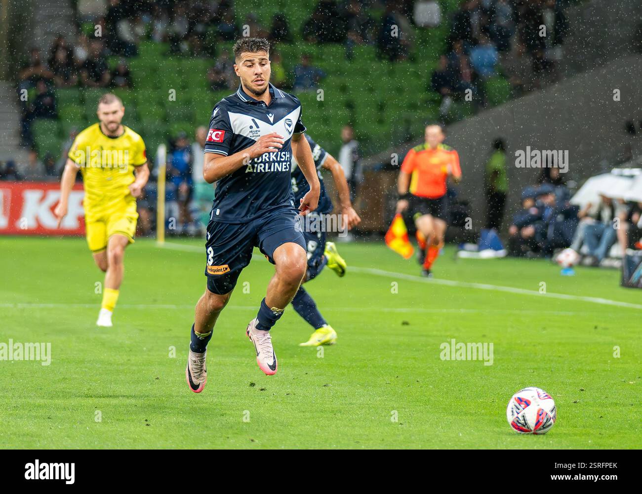 Melbourne, Australia. 14th Feb, 2025. Melbourne Victory's Zinedine Machach seen in action during ...