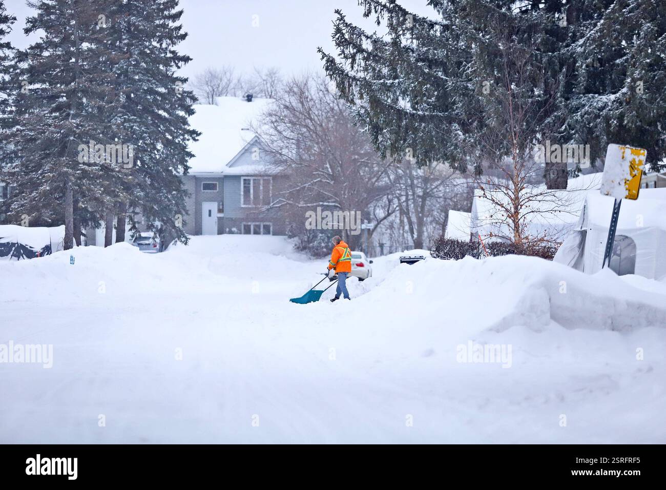 Montreal Under The Snow Due The Winter Depression A municipality worker ...