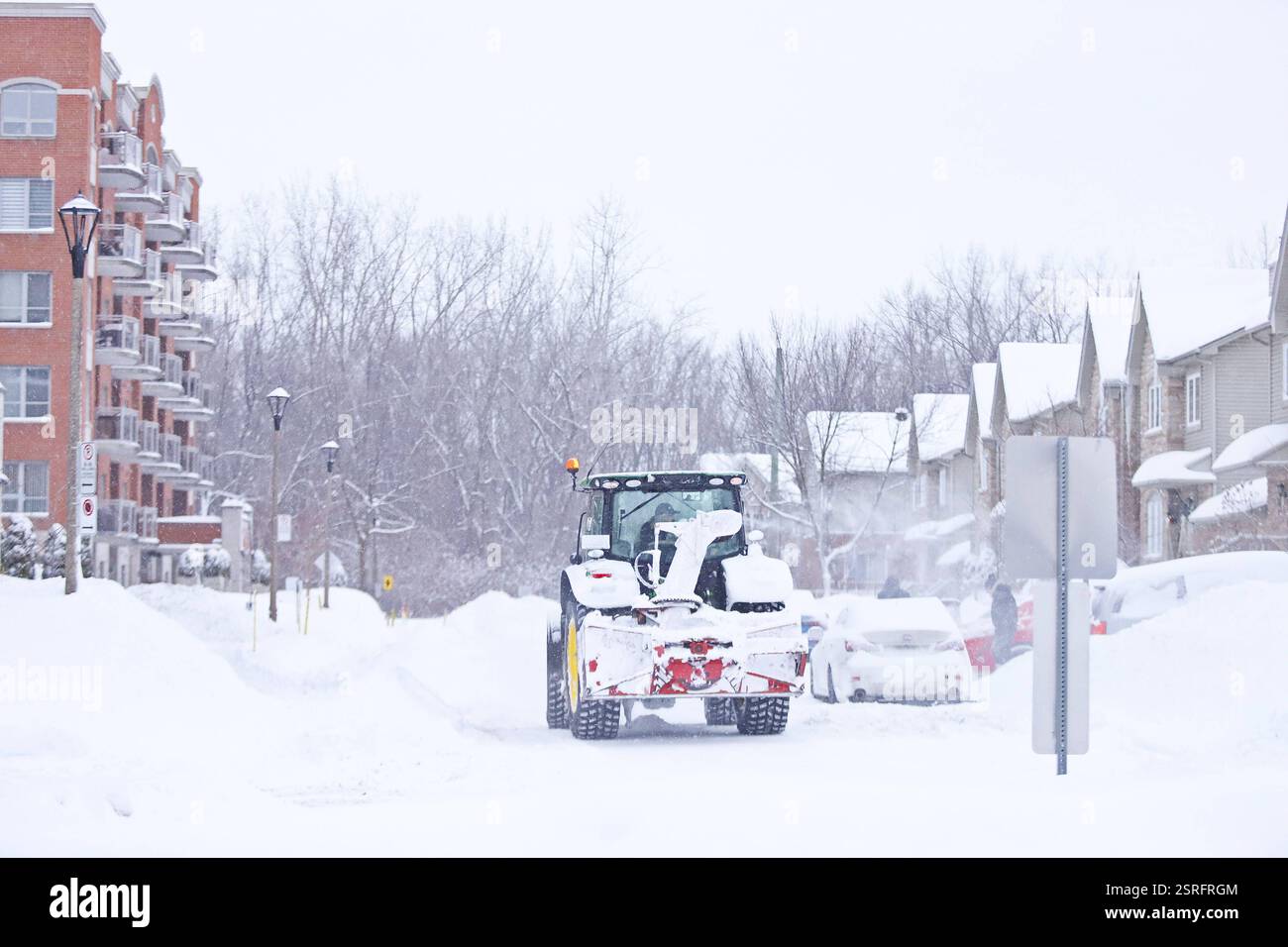 Montreal Under The Snow Due The Winter Depression A municipality worker ...