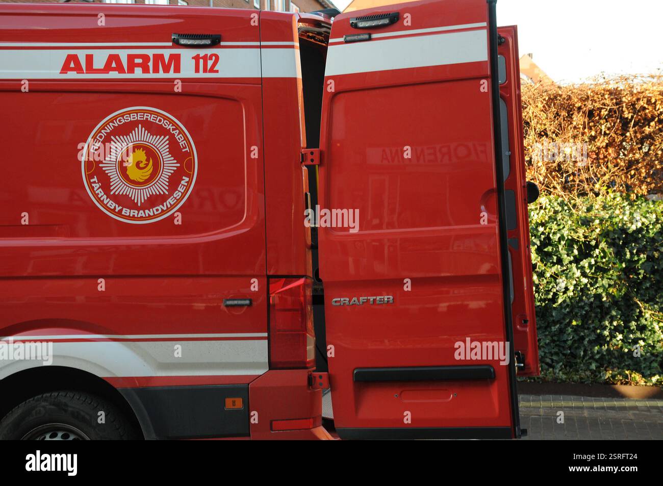 Copenhagen/ DenmarK/14 FEBRUARY 2025/ Taarnby town hall or councils fire brigade and sing of ...