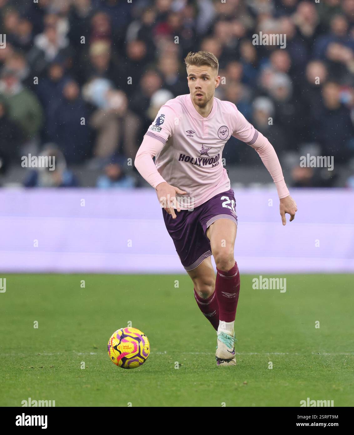 London, UK. 15th Feb, 2025. Kristoffer Ajer (B) at the West Ham United ...