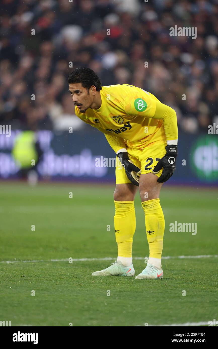 London, UK. 15th Feb, 2025. Alphonse Areola (WHU) at the West Ham ...