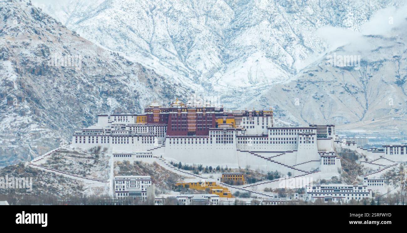 Lhasa. 16th Feb, 2025. An aerial drone photo taken on Feb. 16, 2025 ...