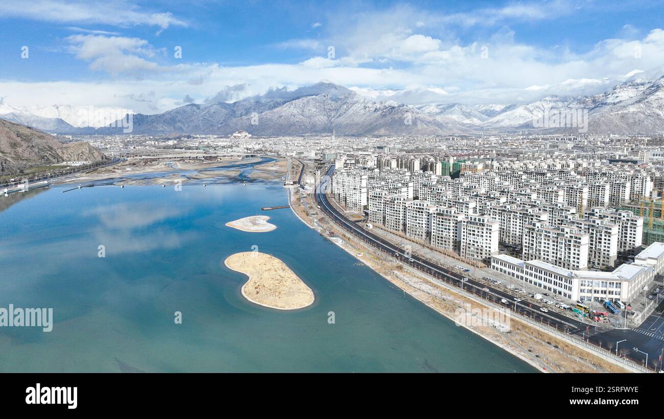 Lhasa. 16th Feb, 2025. An aerial drone photo taken on Feb. 16, 2025 ...
