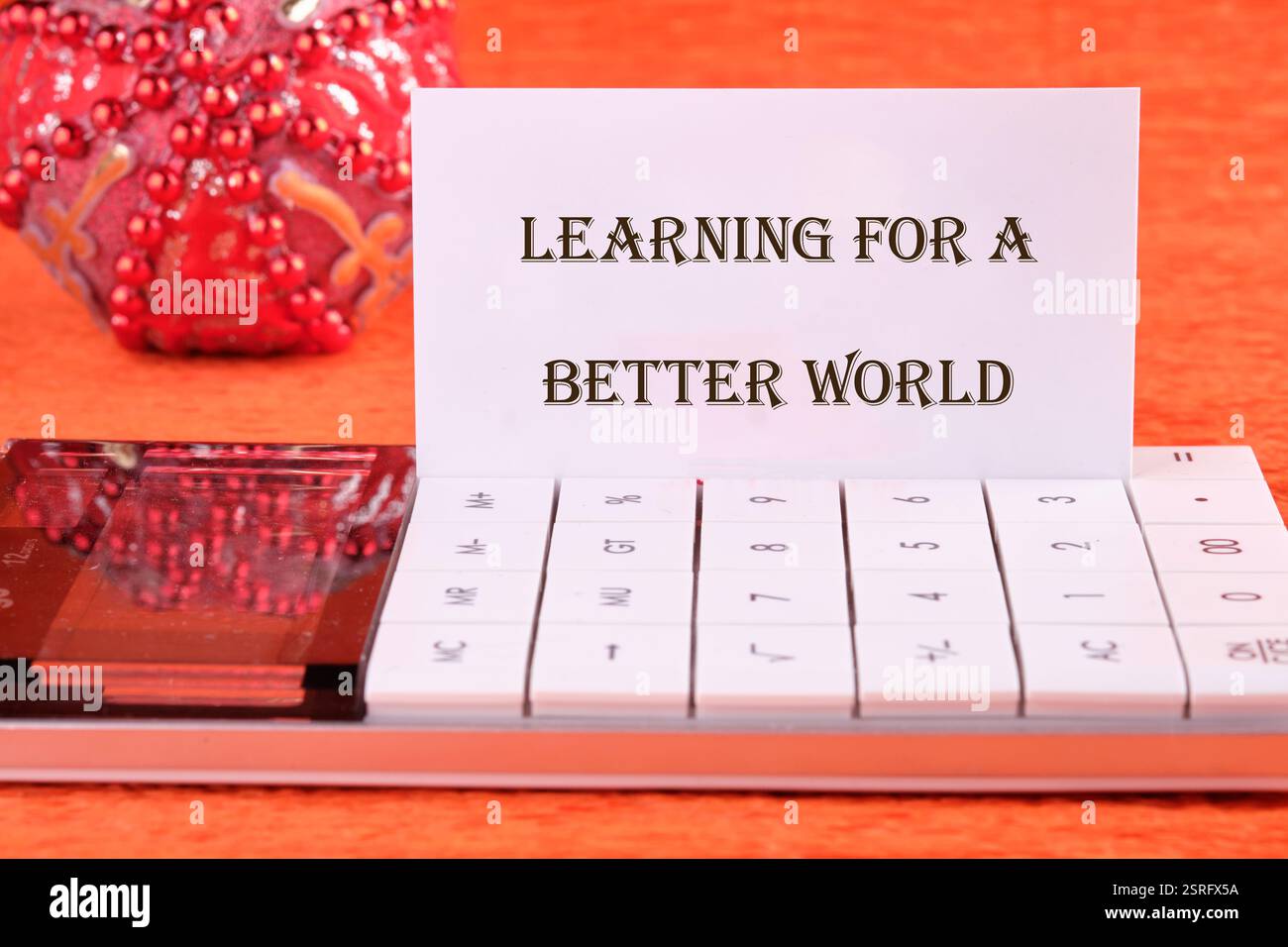 Focus on education principles in business and finance with a display ...