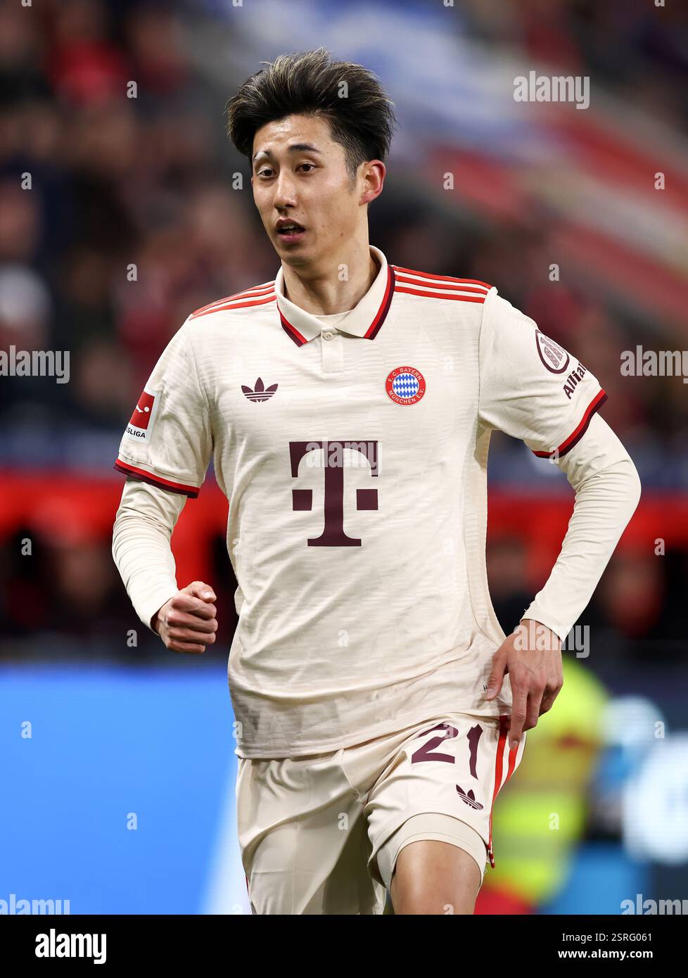 LEVERKUSEN, GERMANY - FEBRUARY 15: Hiroki Ito of Bayern Muenchen in action during the Bundesliga ...