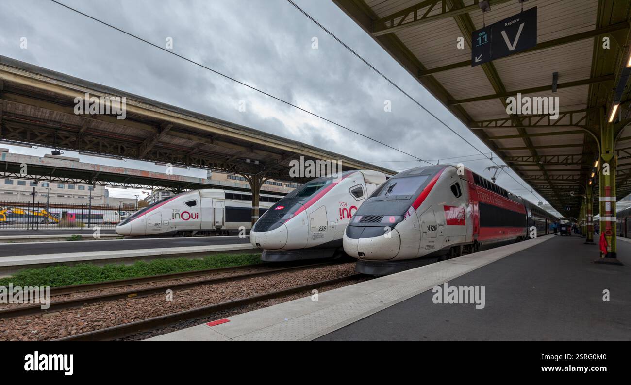 SNCF train a grande vitesse ( TGV ) trains at Paris Lyon station ...