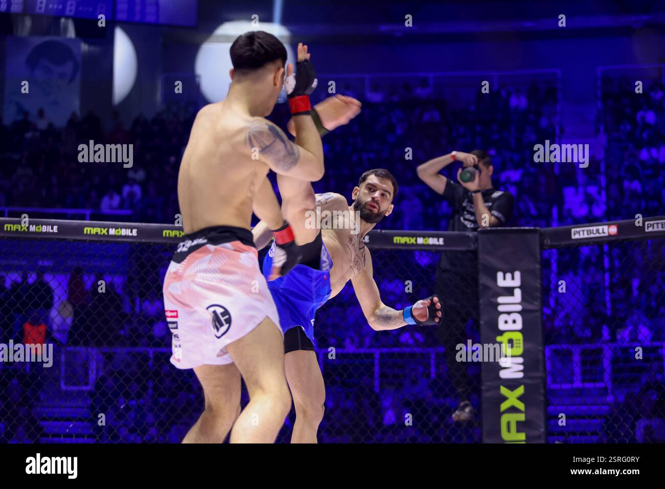 Zadar, Croatia. 15th Feb, 2025. Luka Milidragovic (blue shorts) of ...