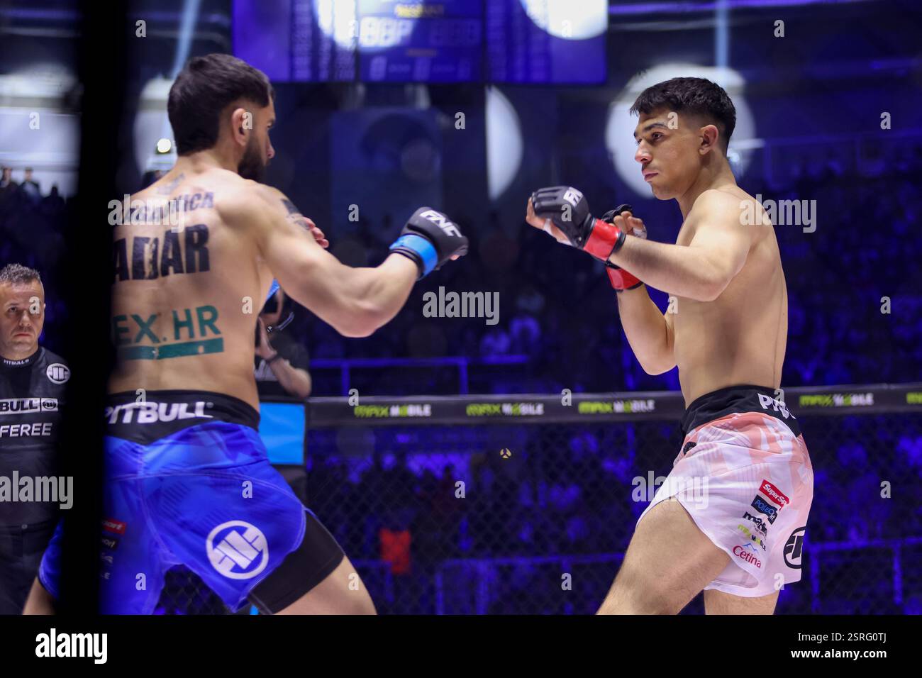 Zadar, Croatia. 15th Feb, 2025. Luka Milidragovic (blue shorts) of ...