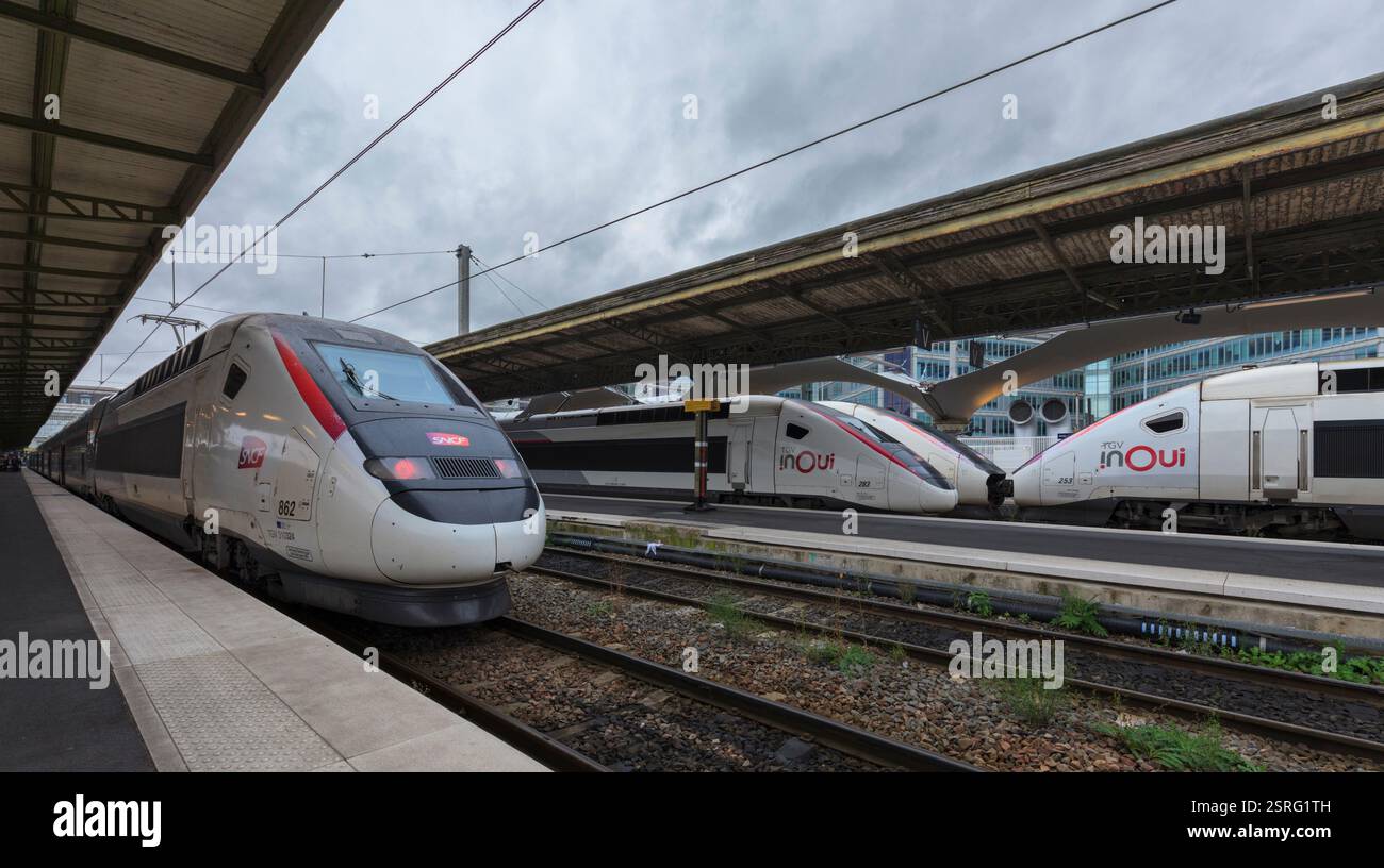 SNCF train a grande vitesse ( TGV ) trains at Paris Lyon station ...