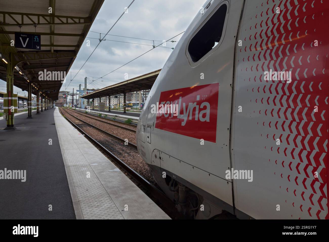 TGV Lyria Duplex train at Paris Lyon railway station with a ...