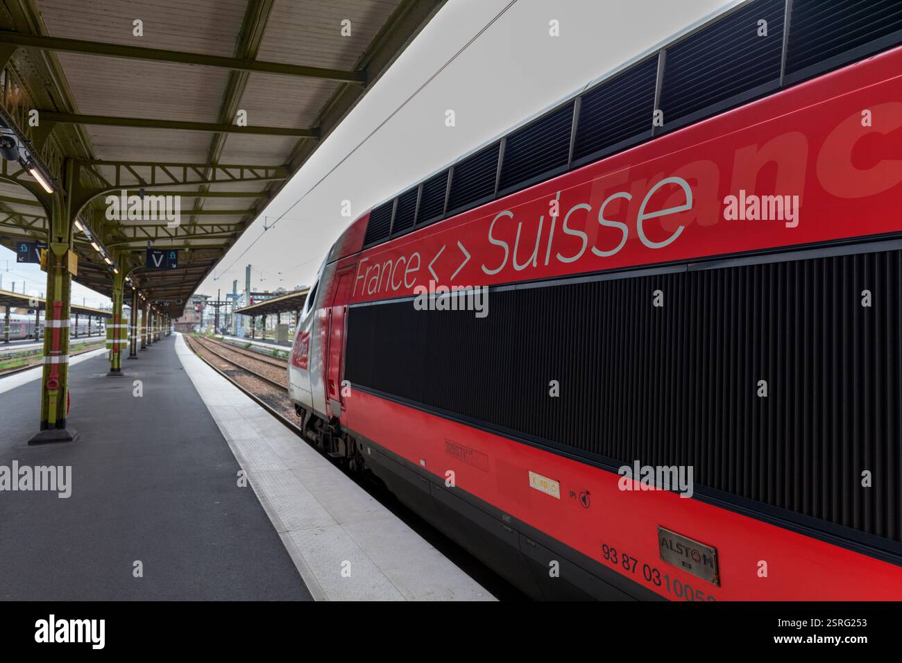 TGV Lyria Duplex train at Paris Lyon railway station with a ...