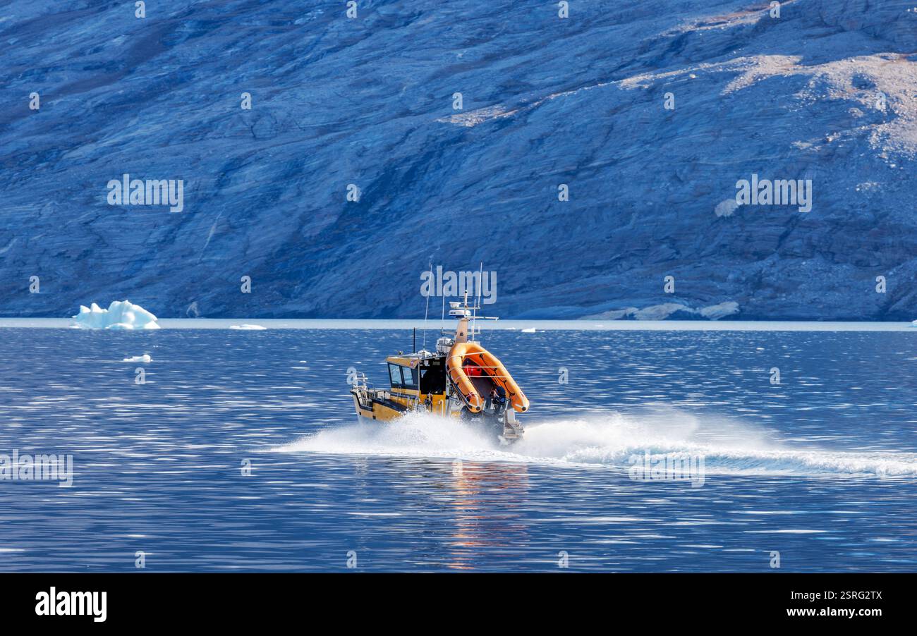 Northeast Greenland 23 Aug 2025: - Sirius Patrol boat speeds through ...