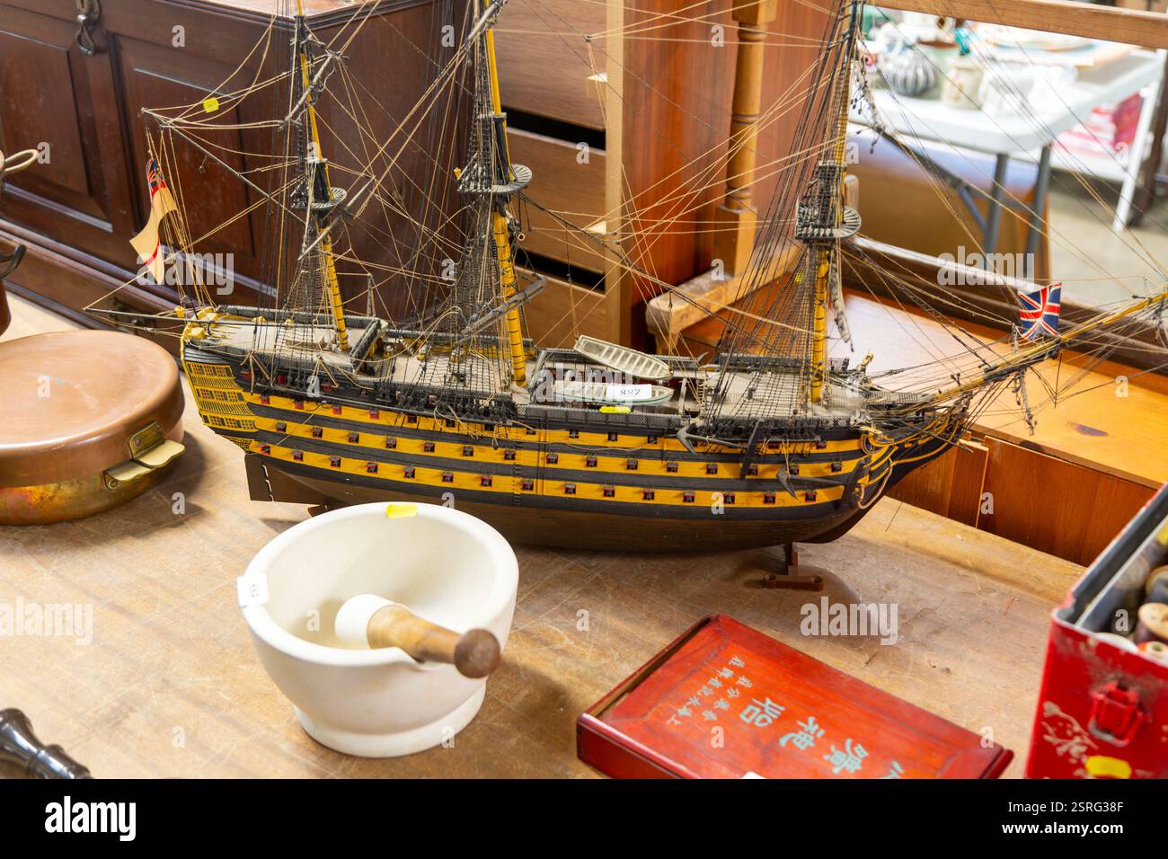 Model historic HMS Victory battleship on display in auction room ...