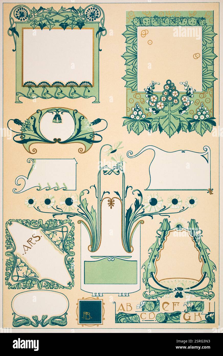 Schilder und Kartuschen, (signs and cartouches), colour graphic designs ...