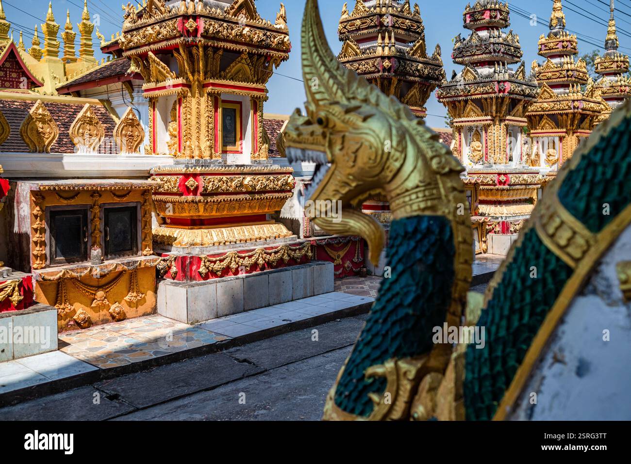 golden snake naga of Pha That Luang Temple - Vientiane Laos Stock Photo ...