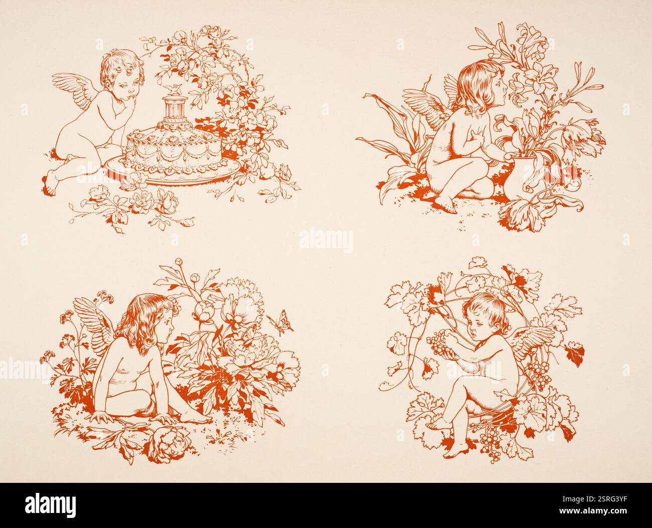 Vignetten mit Kinderfiguren (vignettes with children's characters ...