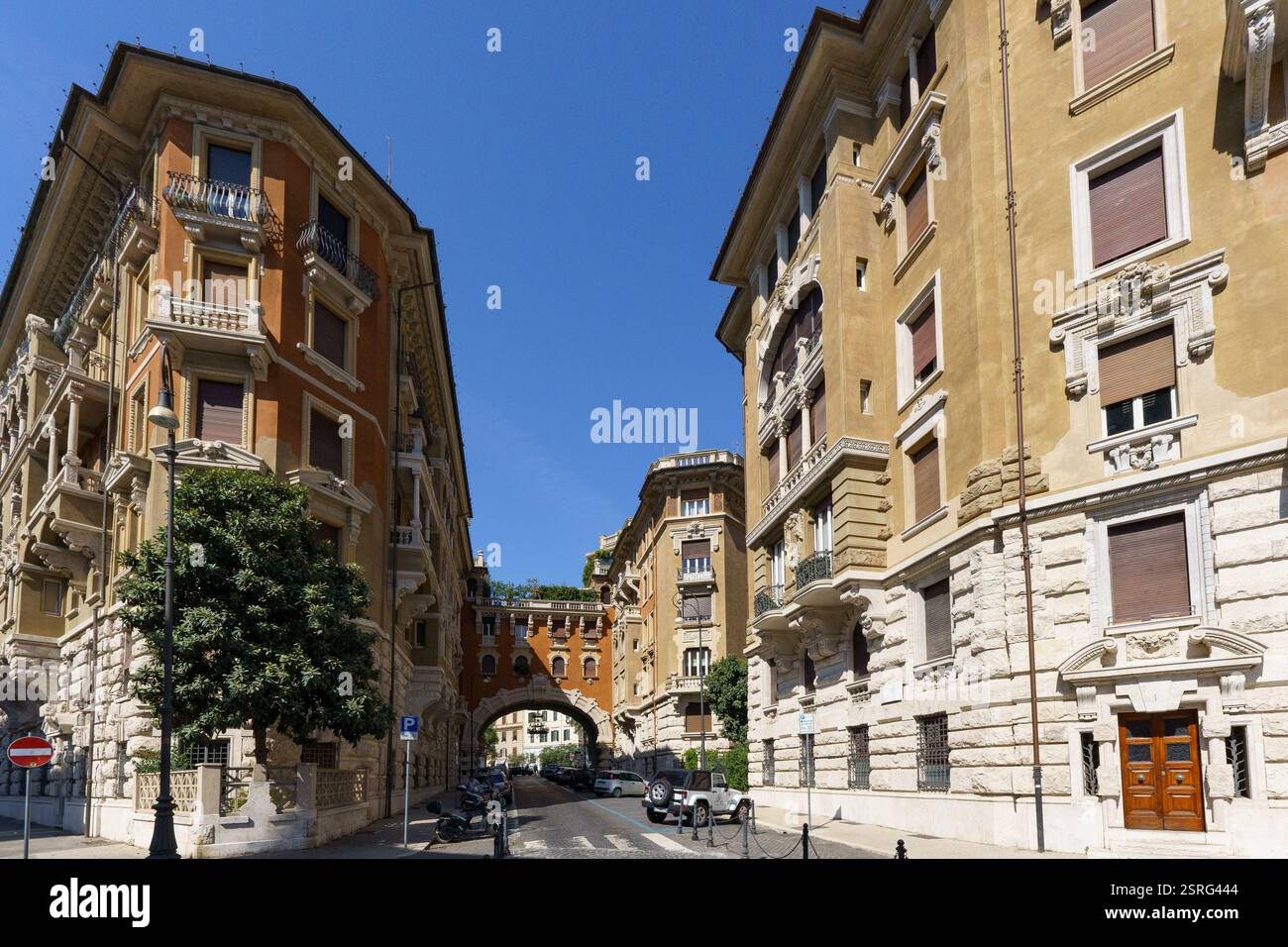 Cityscape af the Coppede district in Rome, Italy which is famous for ...