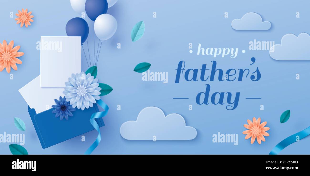 Fathers day greeting card template. Vector realistic illustration of ...