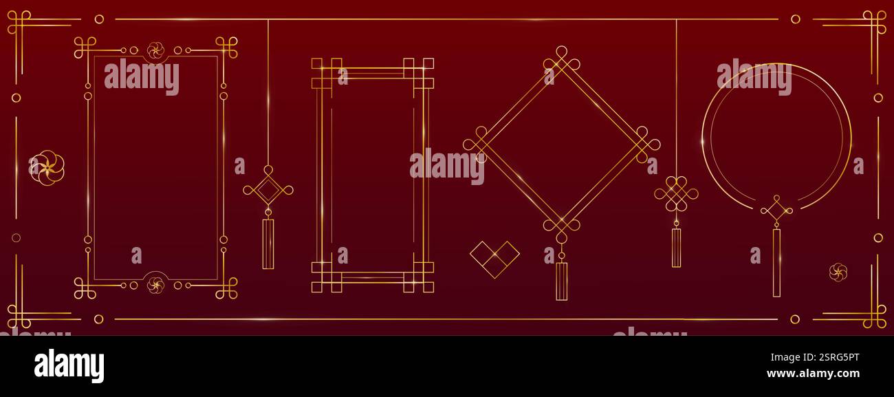 Golden Chinese decorative frames with traditional ornamental elements ...