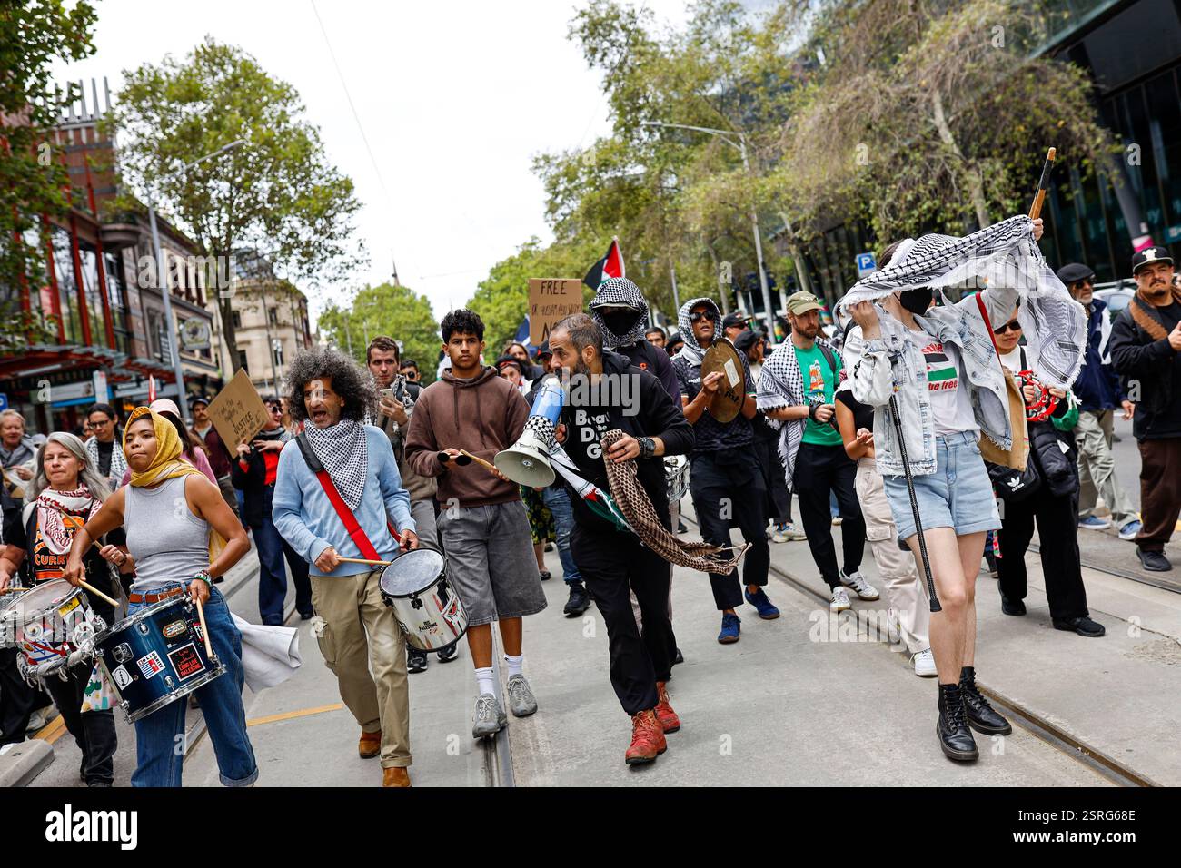 Melbourne, Australia. 16th Feb, 2025. Protesters chant slogans during ...