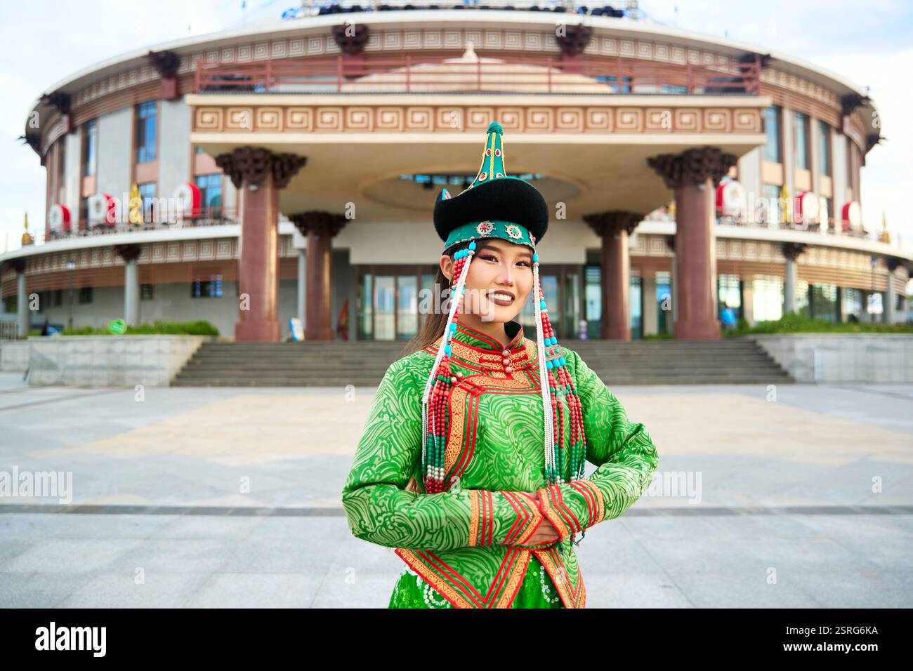 Mongolian girl wearing traditional costume of the Dalhan tribe Stock ...