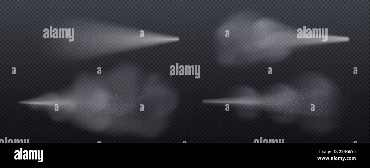 White spray mist collection - transparent water fog streams with tiny ...