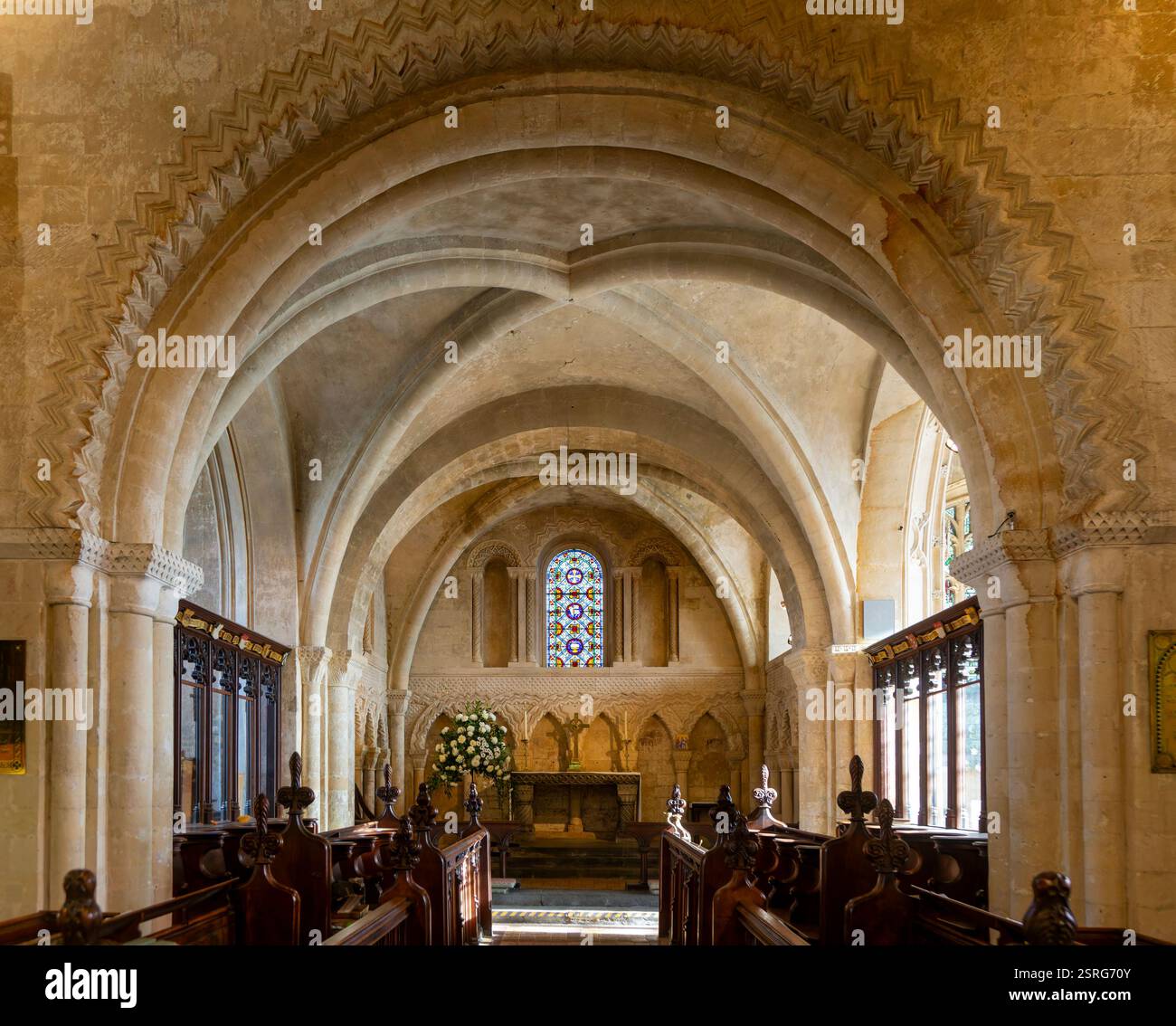 Norman chancel and sanctuary architecture with rib vaulting, church of ...