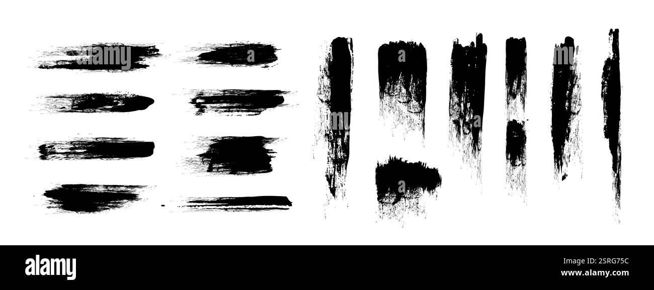 Paint brush strips with rough edges and fading marks on white ...