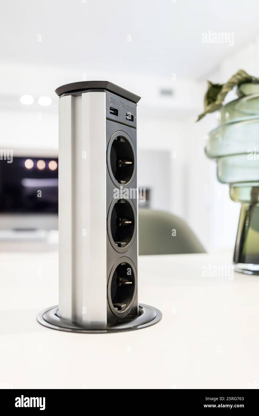Table Built In Socket Fixed Retractable Power Strip For Home And Office New Technology Modern