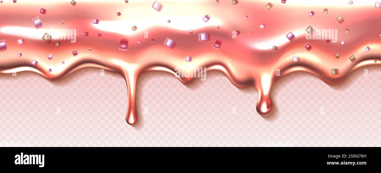 Pink cream drip texture isolated on transparent background. Vector ...