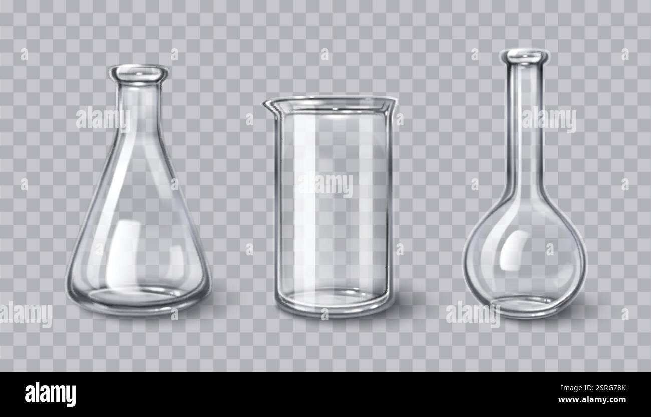 Chemistry laboratory 3d glassware set - transparent empty beakers ...