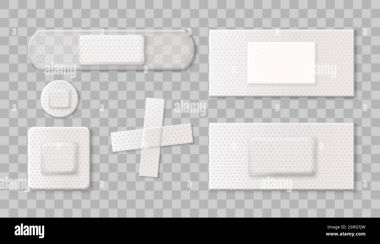 Medical band aid plaster collection - white and transparent adhesive ...