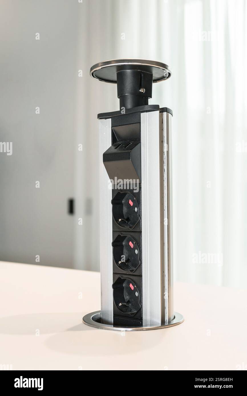 Table built-in socket. Fixed retractable power strip for home and ...