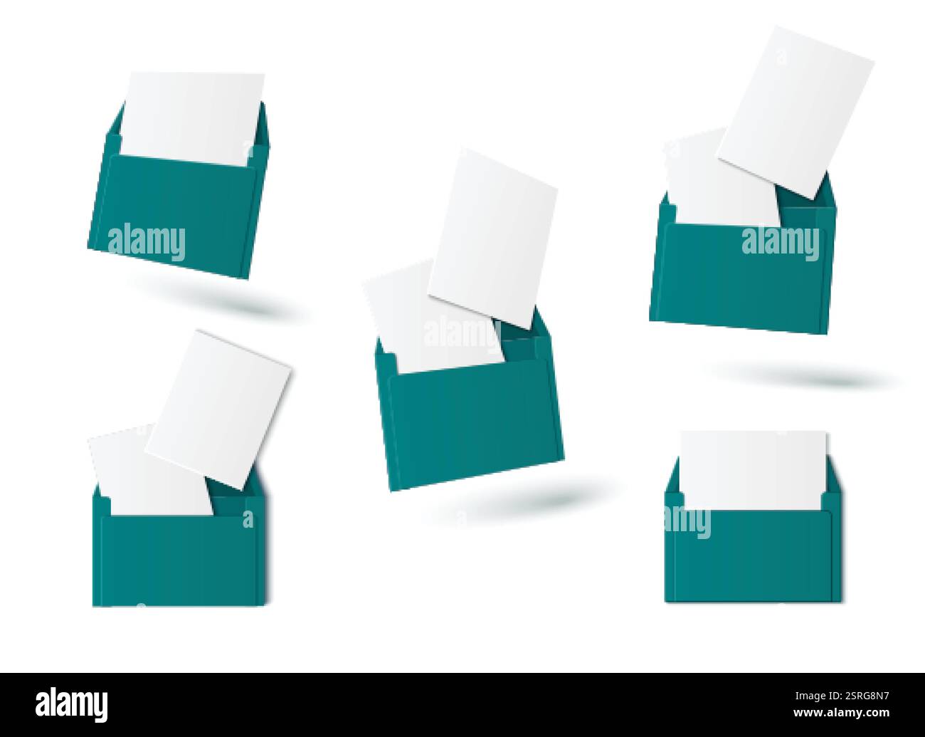 3D mail icons set isolated on white with shadows. Vector realistic ...