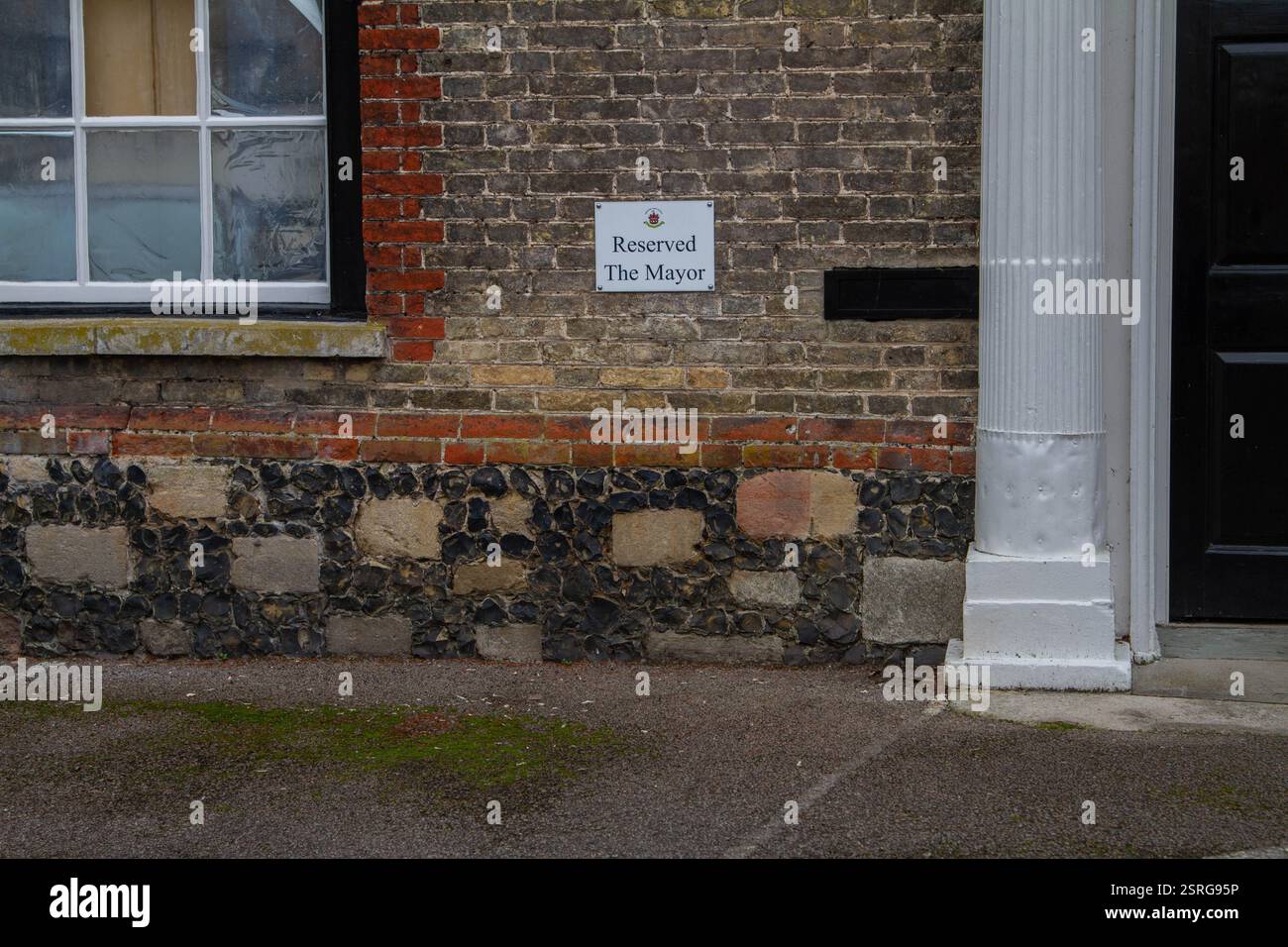 "Reserved for the Mayor" sign, Kings House, Thetford on a brick wall ...