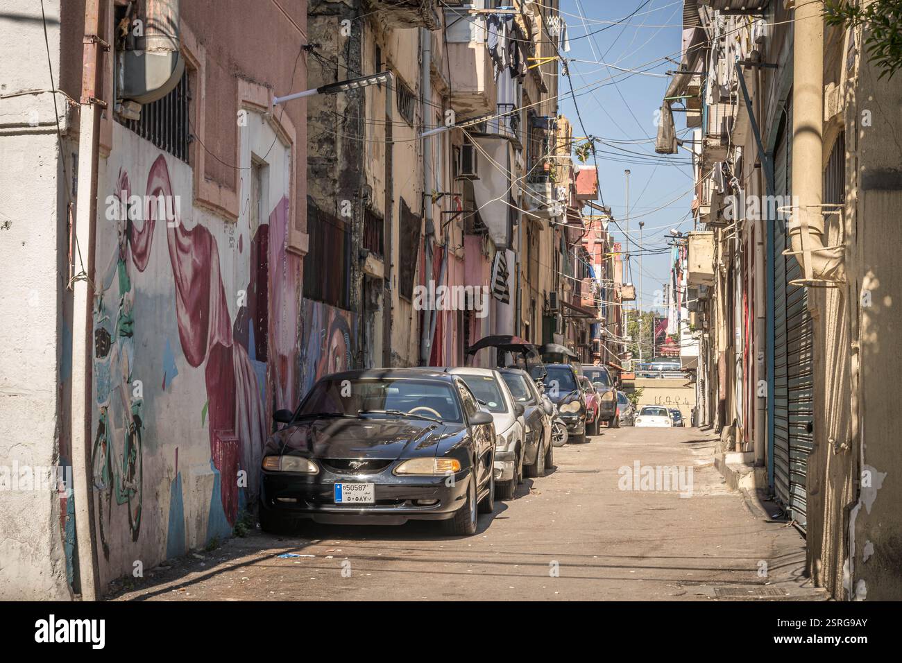 The dirty city streets in poor neighborhoods of Beirut, Lebanon Stock ...